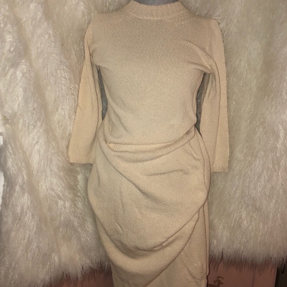 Zara | Dresses | Sexy Long Tan Sweater Dress | Poshmark